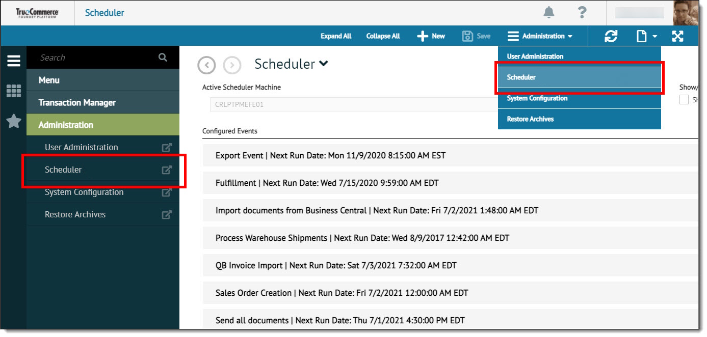 Transaction Manager Scheduler